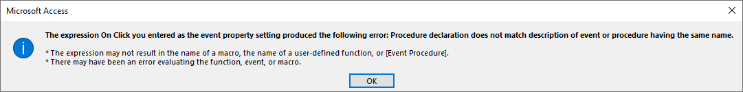 Event Handlers in Microsoft Access VBA