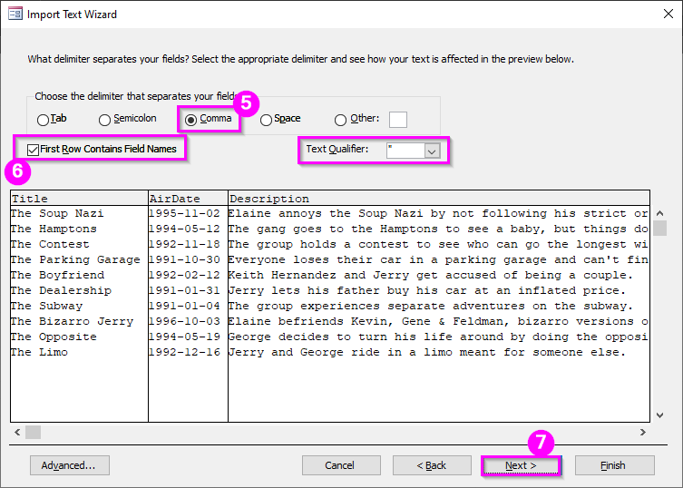 Creating and Editing Import Specifications via the Wizard