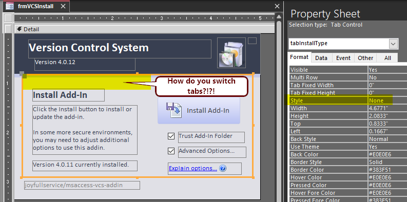Tab Controls with Hidden Tabs