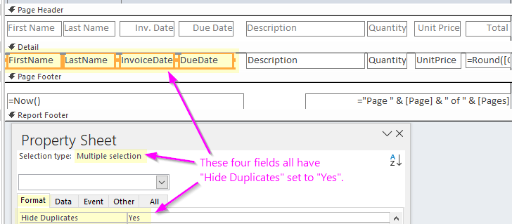 Hiding Duplicate Values in Reports